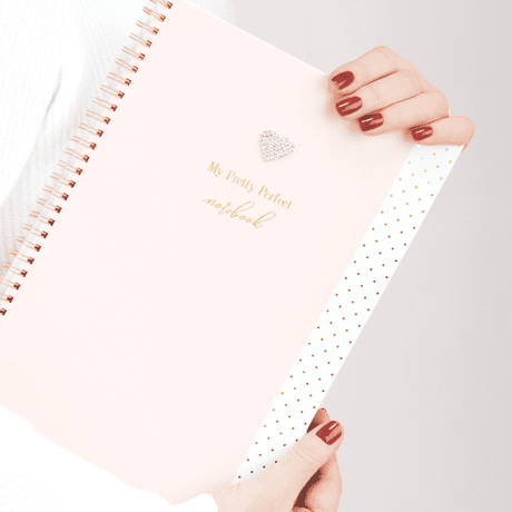Pretty Perfect Notebook, Large Notebook - Hearts Designs with Love