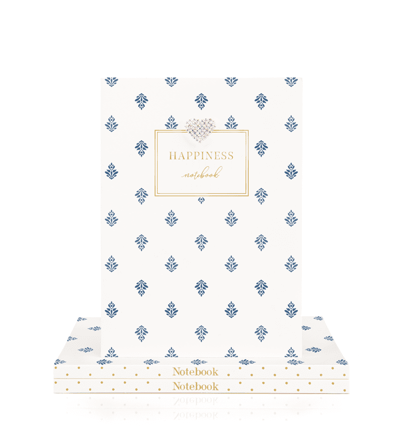 Happiness Notebook, A5 Notebook - Hearts Designs with Love